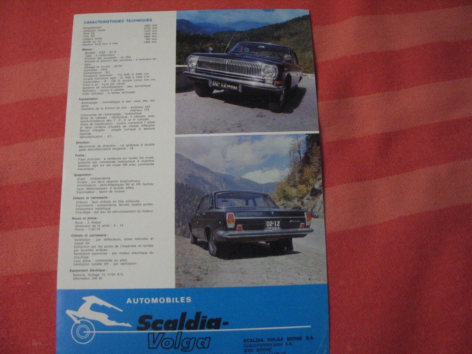 Volga GAZ-24 prototype brochure leaflet 1968 Scaldia Volga Berne | eBay