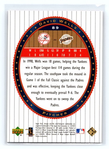 2002 Upper Deck World Series Heroes #89 David Wells New York Yankees | eBay
