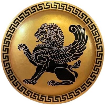 Round Authentic Greek Hoplite GOLD LION Shield Ancient Cosplay & Role ...