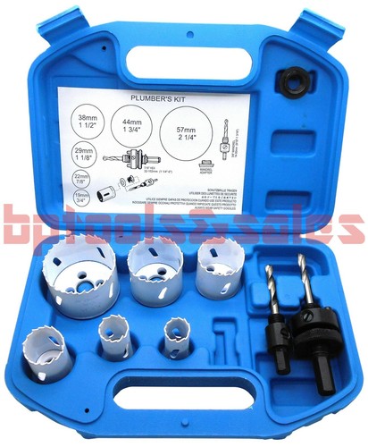 9PC PLUMBERS BI-METAL HOLE SAW SHEET WOOD METAL DRYWALL ALL PURPOSE ...