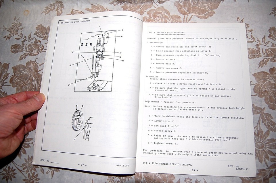 Singer Sewing Machines 961 964 966 967 968 972 974 Service Manual, on ...