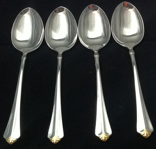 Oneida Golden Juilliard Stainless Steel Group of 4 Oval Soup Place Spoons | eBay