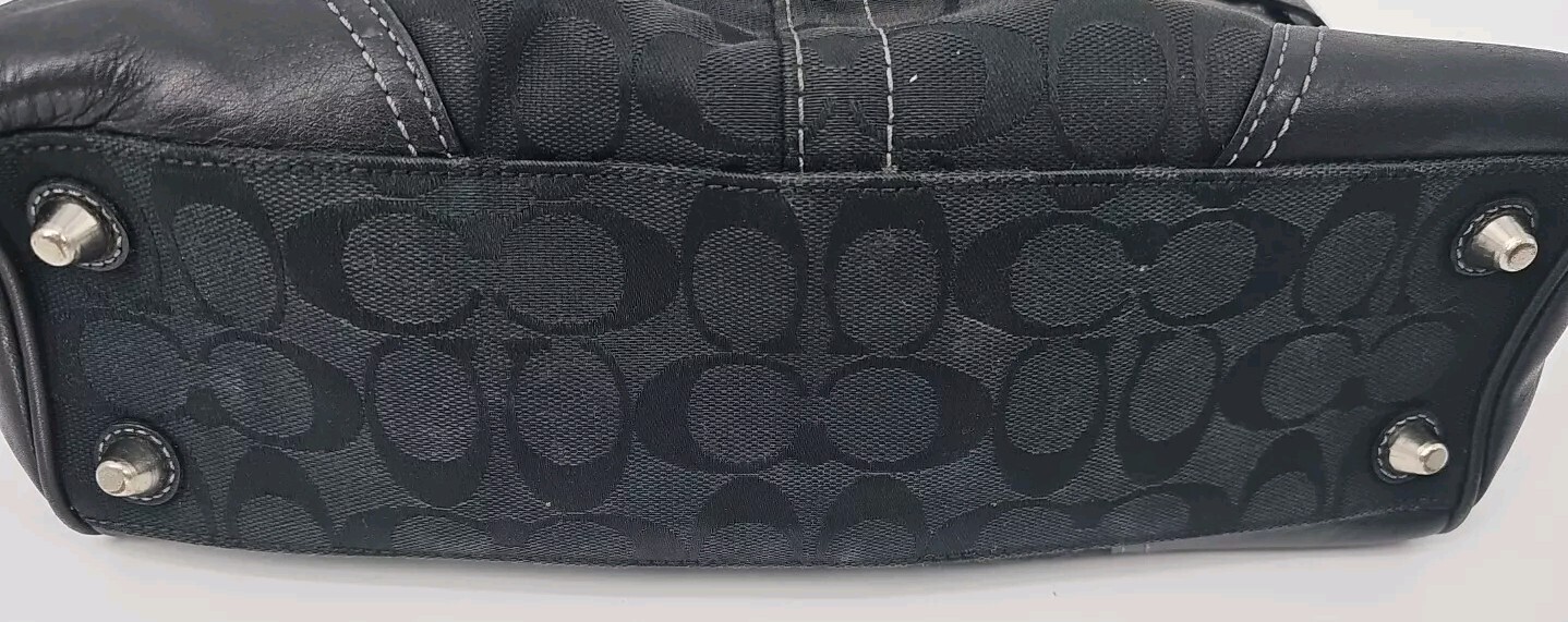 COACH Signature Hampton Belted Monogram Hand Bag Black SATCHEL Braided ...