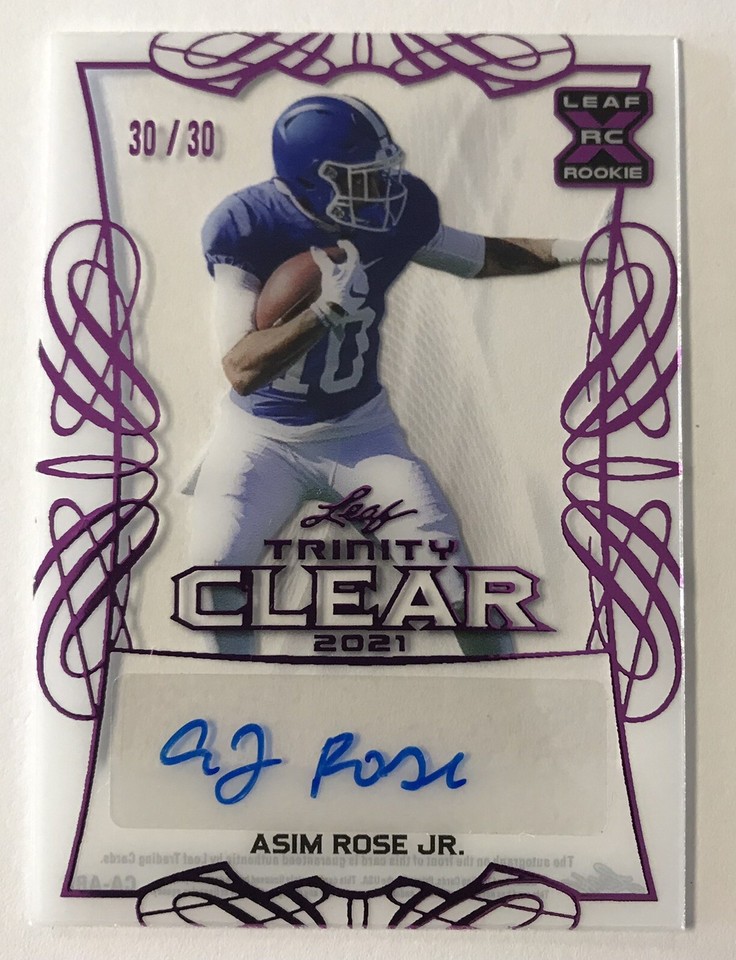ASIM ROSE JR. 2021 Leaf Trinity Clear AUTOGRAPH #30/30 AUTO Kentucky ...