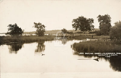 Lake Darling Creek - Alexandria MN Minnesota 1908 RPPC Photo Postcard ...