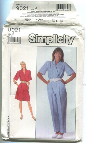 SIMPLICITY 9021 MISSES' JUMPSUIT W/VARIATIONS SZ 6 UNCUT 1989 | eBay