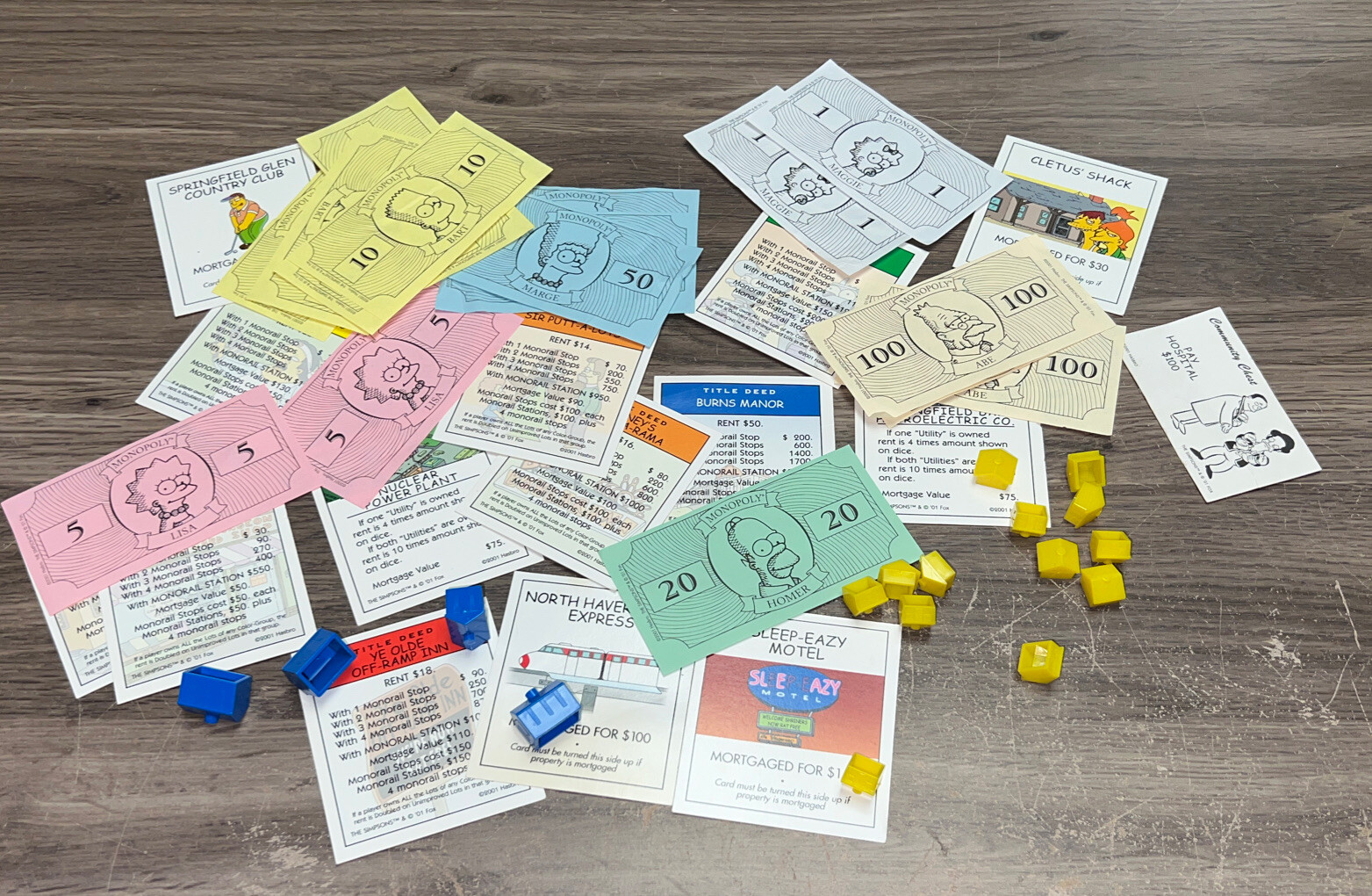 2001 Monopoly The Simpsons Edition Cash Money Spare Replacement Pieces ...