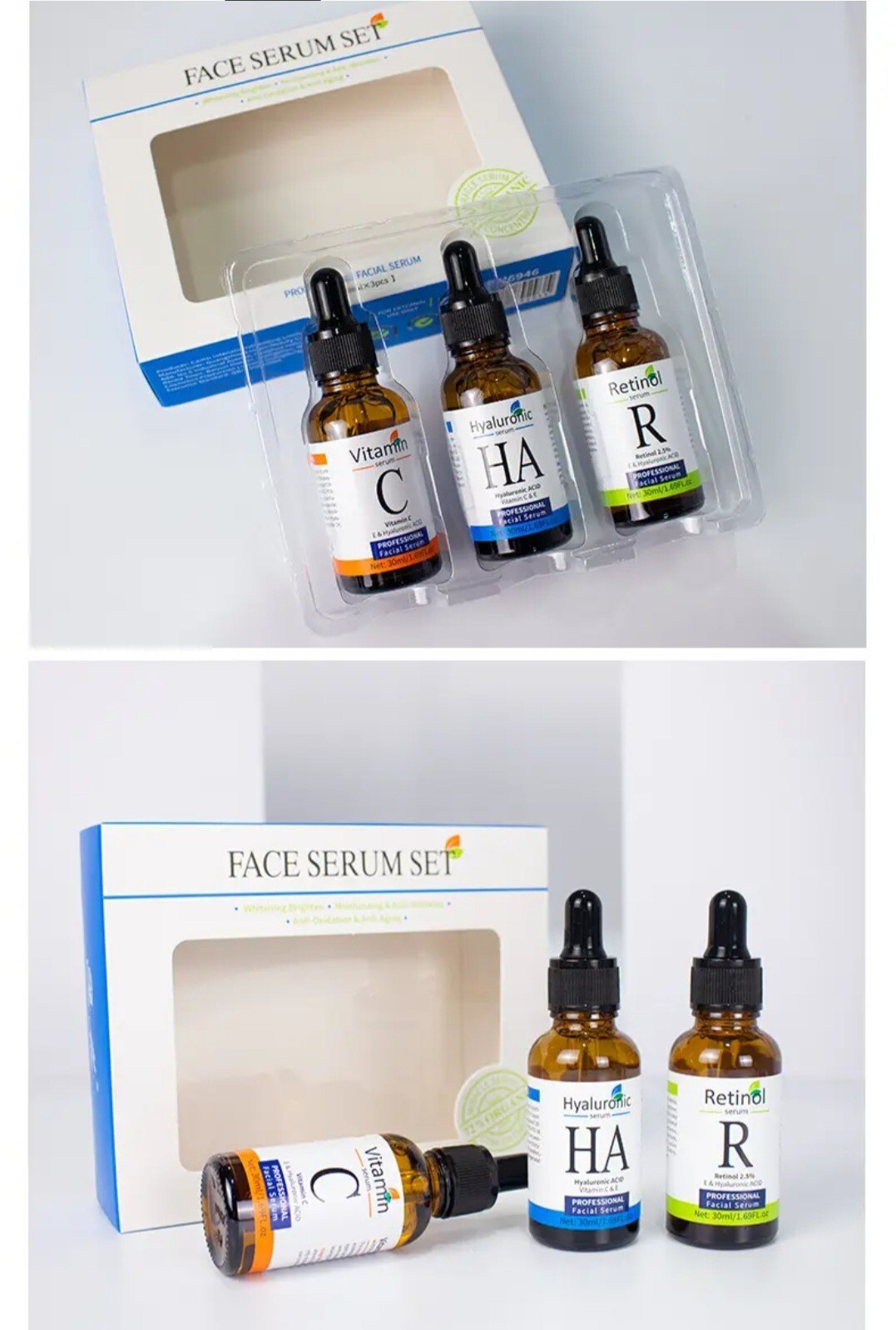 Professional Face Serum Kit Daily Support Formula For All Skin Types ...