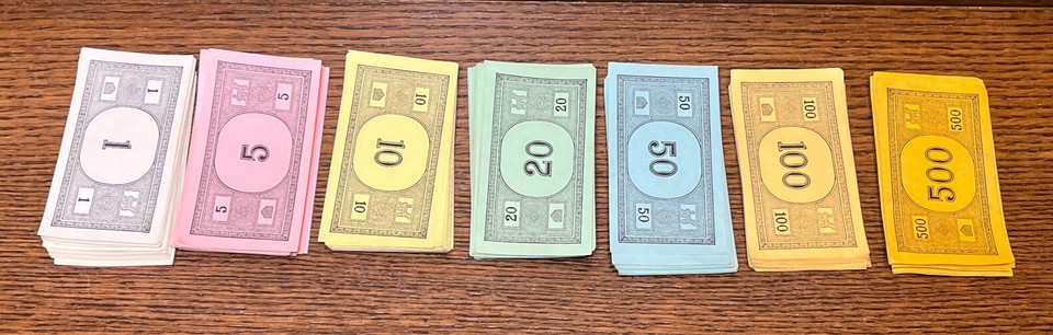 Vtg 1961 Original Monopoly Paper Money Bills Banker Replacement Game ...
