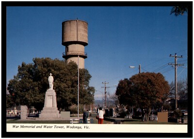 Postcard RPPC (Rose Series) - War Memorial & Water Tower, Wodonga ...