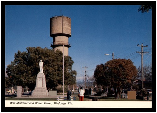 Postcard RPPC (Rose Series) - War Memorial & Water Tower, Wodonga ...