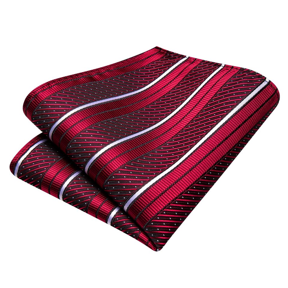 Red Striped Ties for Men Silk Formal Necktie with Pocket Square ...