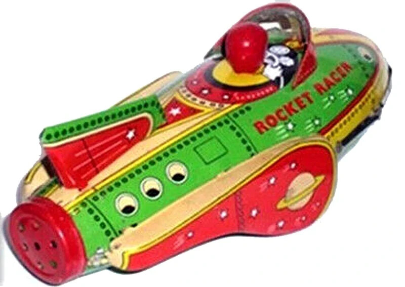 Tin Toy Rocket Racer Space Ship Sound Friction Baby Einstein vintage ...