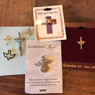 Christian Pin Lot, Cross, Dove, Angel Pins, Lapel Pins, Believer Pins 7 ...