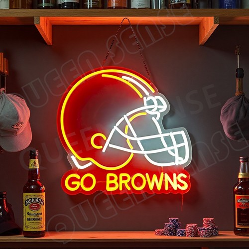 16"x16" Cleveland Browns Helmet LED Neon Sign With Dimmer USB Powered ...