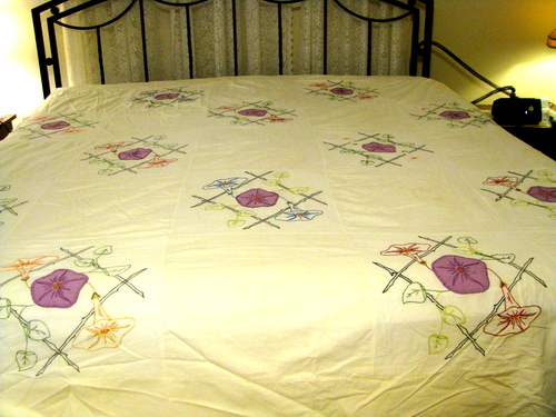 Antique Unfinished Quilt Top-Embroidery & Applique' Floral-Ready to ...