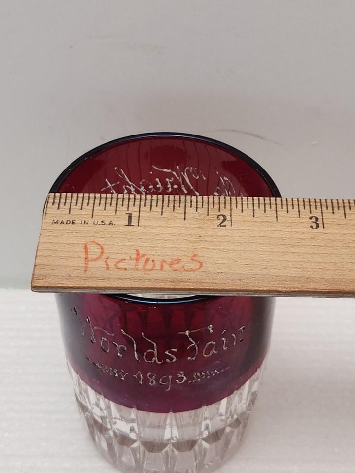 Antique EAPG Ruby Stain or Ruby Flash Glass Tumbler 1893 World's Fair ...
