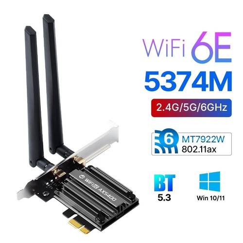MT7922 WiFi 6E PCI-E Card Tri-band 5374Mbps BT5.3 Network Adapter for ...