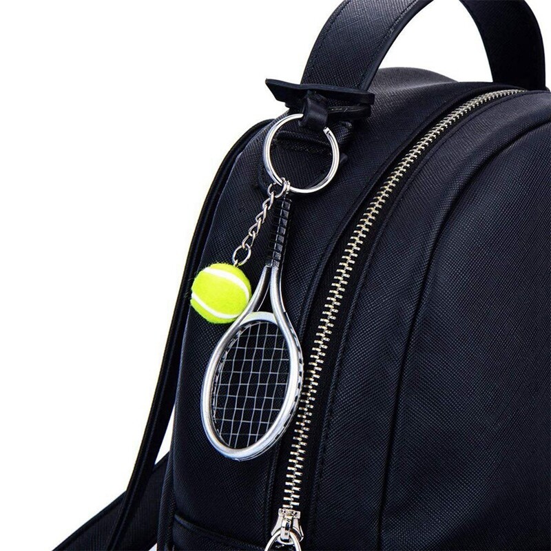 12Pcs Tennis Racket Keychain Key , Fashionable Tennis Ball Split ...
