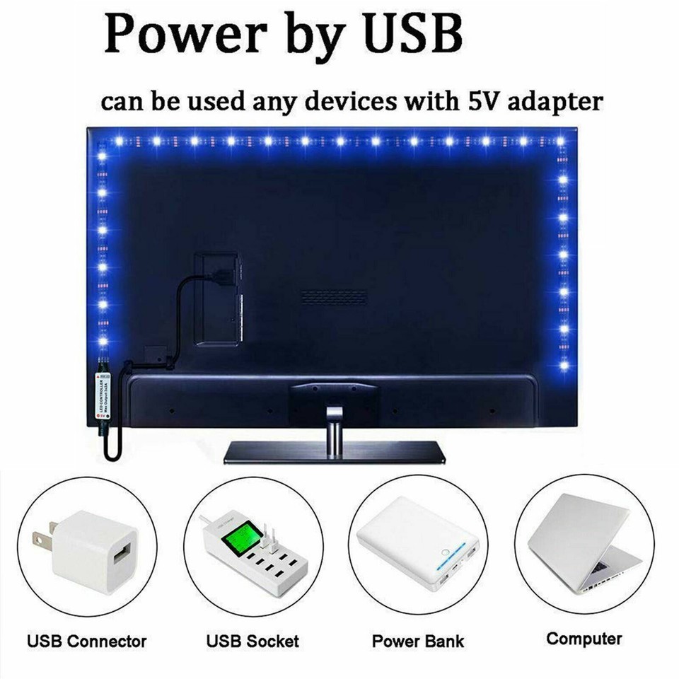 5V USB LED Strip Lights TV Back Light 5050 RGB Color Changing with ...