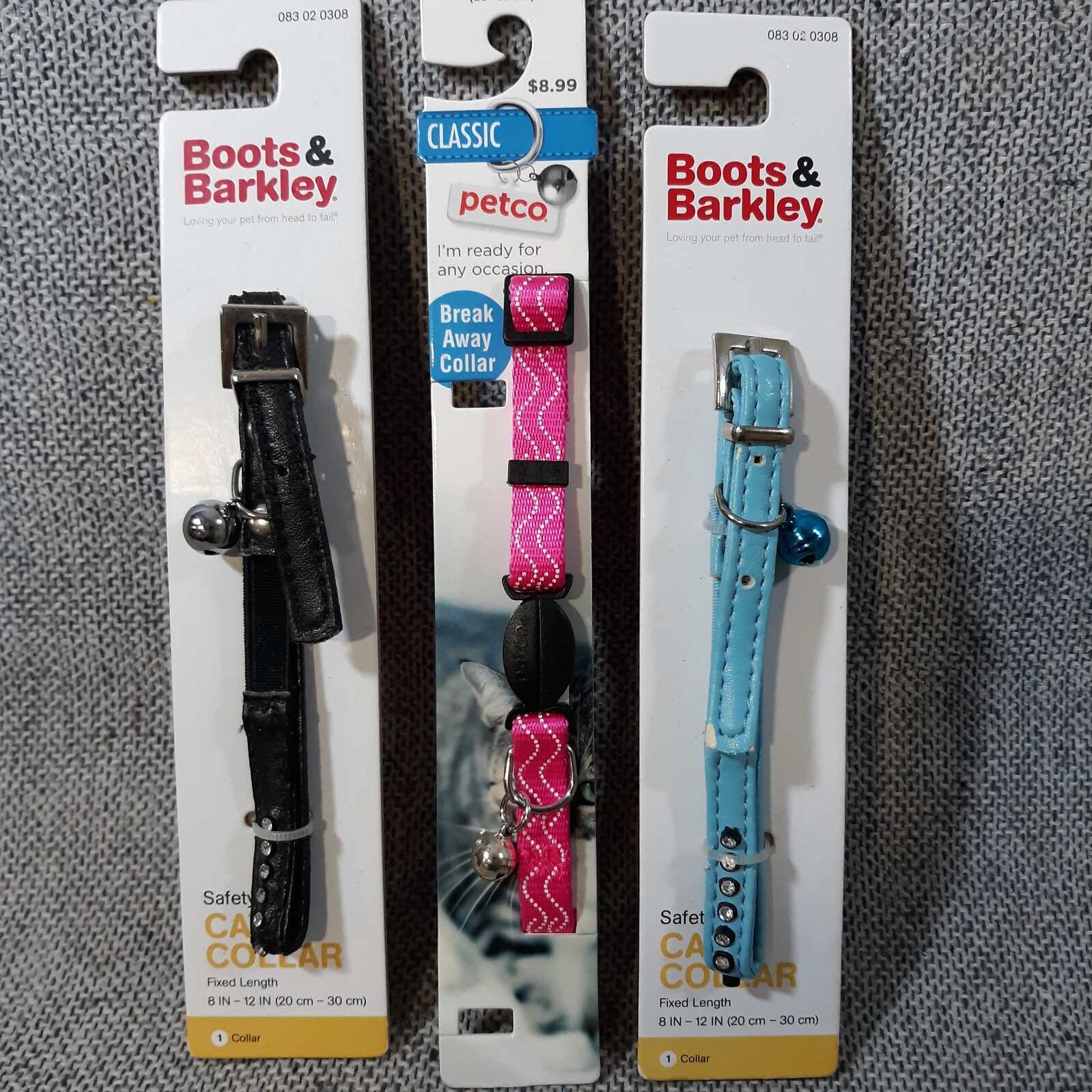 Lot of 3 Cat Collar Safety Break Away Petco Boots & Barkley ( 8" - 12 ...