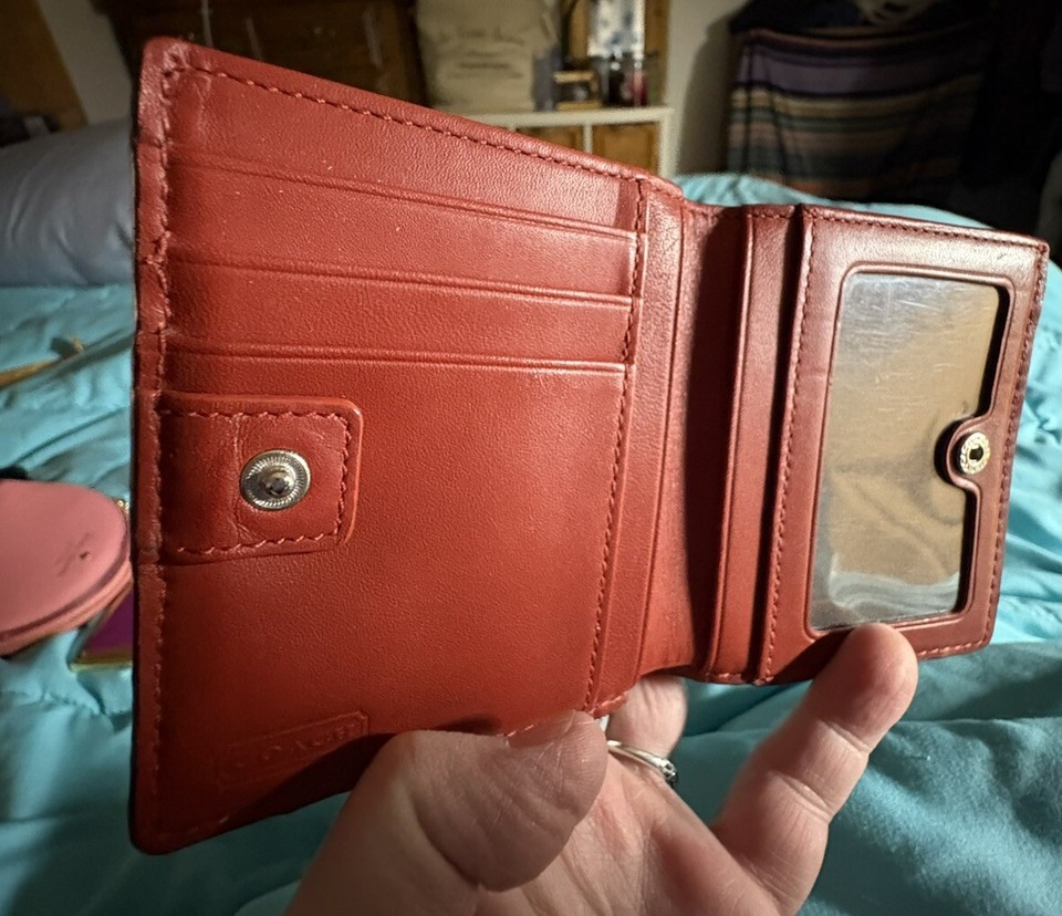 Vintage Coach Brown Mini Wallet Women’s With ID Window Leather | eBay