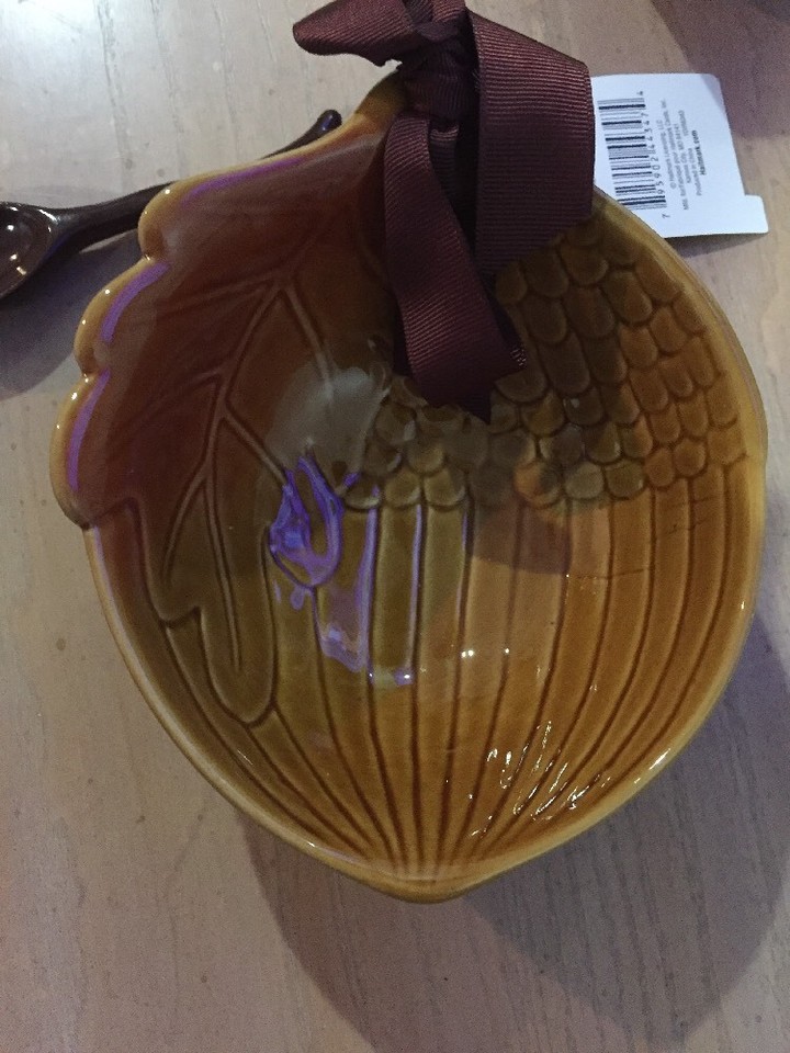 HALLMARK Fall Thanksgiving Autumn ACORN BOWL & TWIG SERVING SPOON Set ...