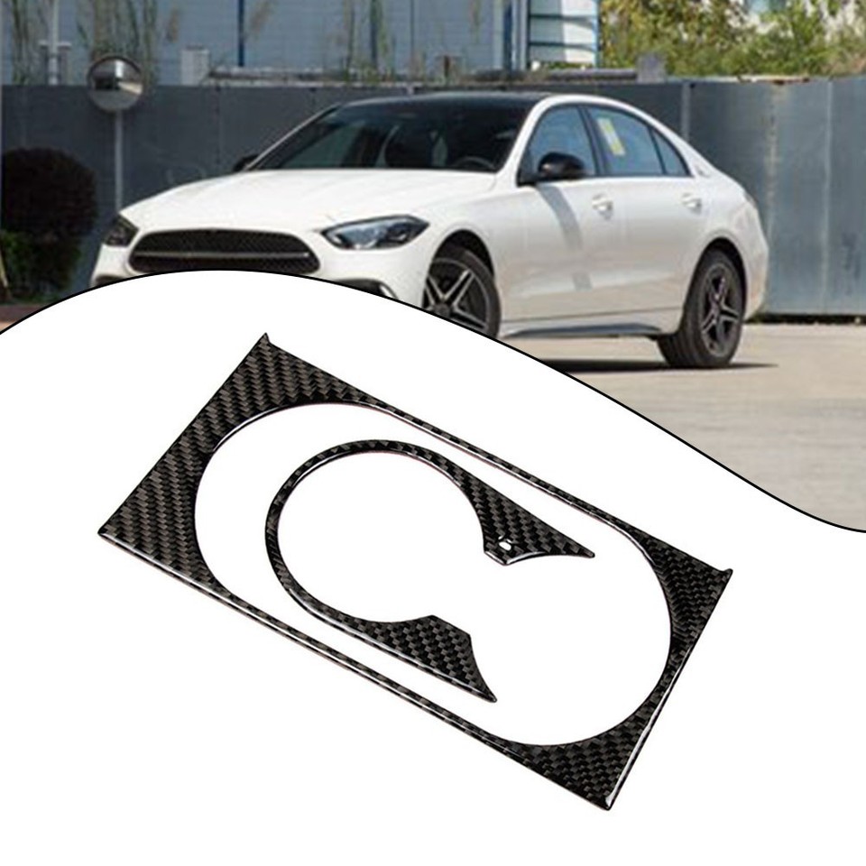 Black Carbon Fiber Gear Shift Box Panel Sticker Cover Trim for Mercedes ...