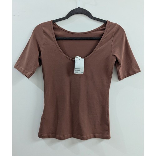 H&M Short Sleeve Fitted Top With Low-cut Back Women's Size S | eBay
