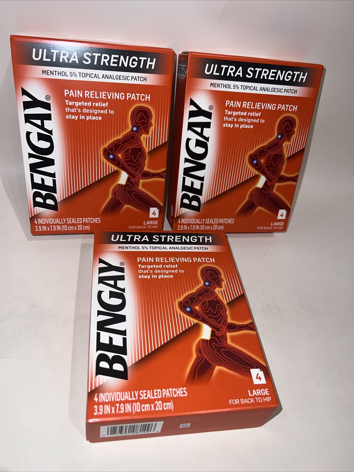 (3) Bengay, Ultra Strength Pain Relieving Patch, Large Size, 4 Patches ...