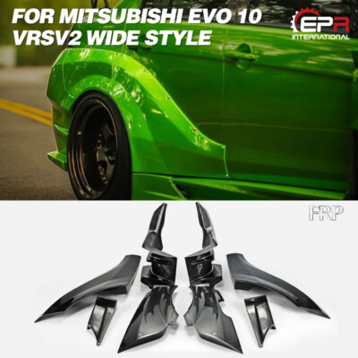 For Mitsubishi EVO 10 X VARS Ver2 Wide Style FRP Rear Fender Flares ...