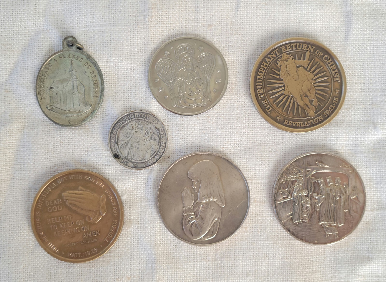 Lot Of Seven Religious Christian Medallions Medals Exonumia | eBay