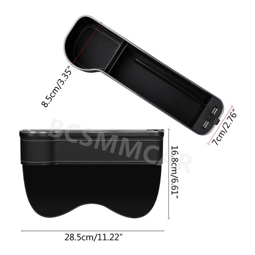 Left Side Car Storage Box Cup Card Phone Holder USB Charging Port Led ...