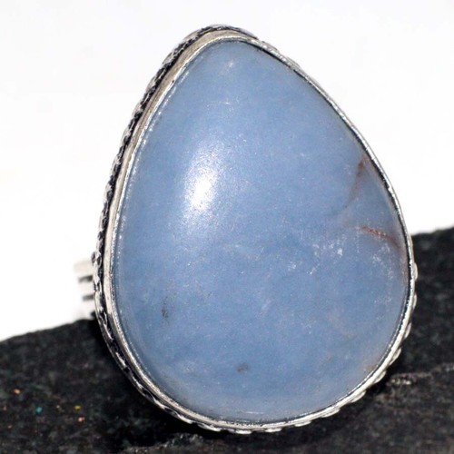 925 Silver Plated Angelite Ethnic Ring Handmade Jewelry Size US 8.5 GW ...