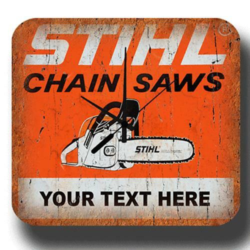 STIHL CHAIN SAWS CUSTOMISED PERSONALISED METAL TIN SIGN WALL CLOCK | eBay