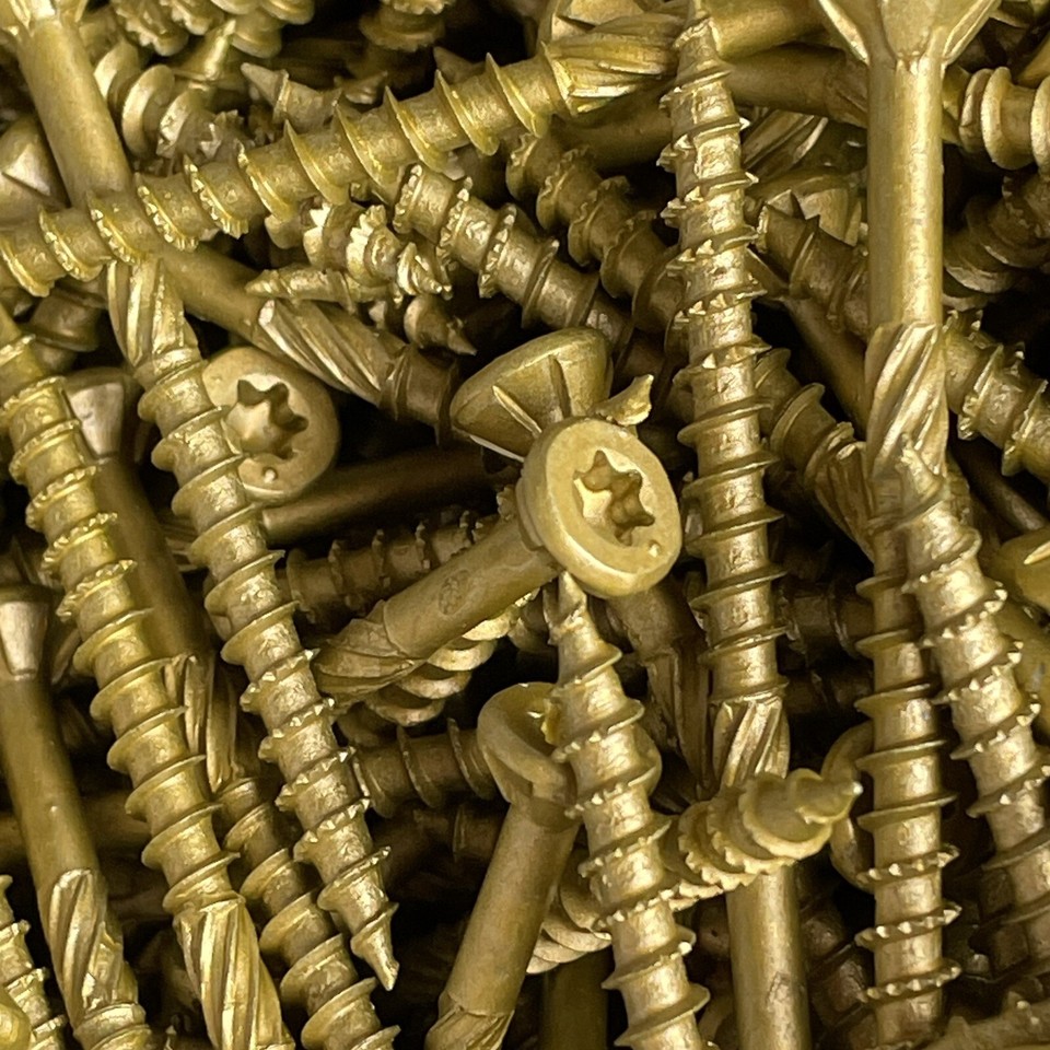 (1000) POWERPRO Torx T25 Star Flat Head 9 x 3 Deck Screw Treated Lumber ...