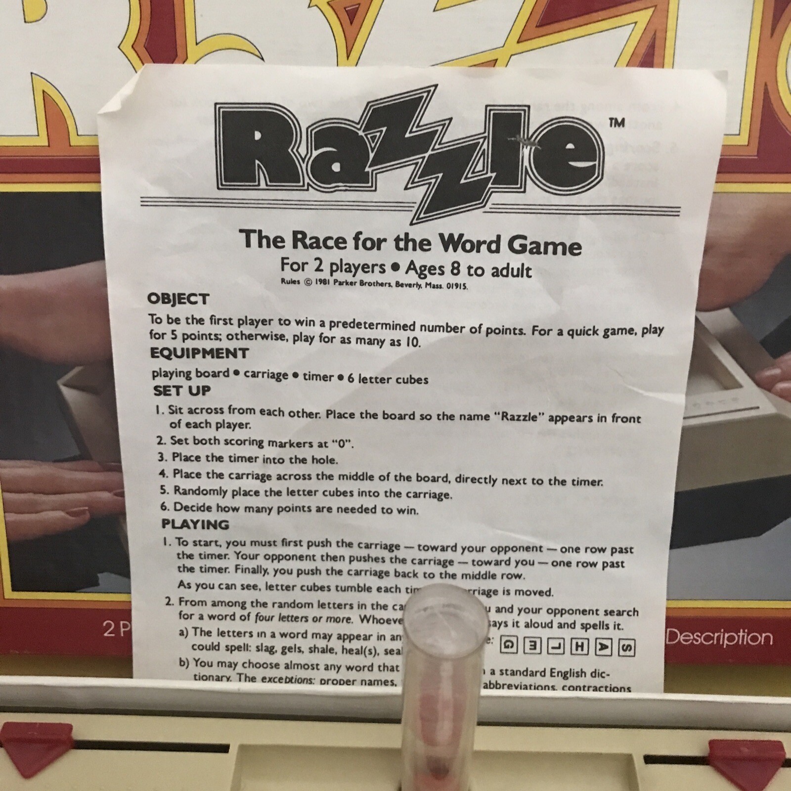 Parker Brothers Razzle Word Game Vintage 1981 COMPLETE 2 Players Ages 8 ...