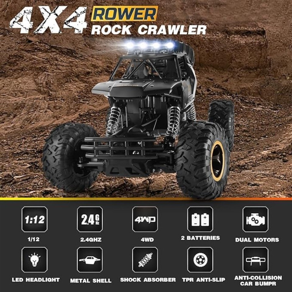 4WD RC Monster Truck Off-Road Vehicle 2.4G Remote Control Car Toys ...