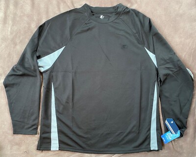 STARTER Shirt Men's Black Gray Long Sleeve Pullover Dri-Star - Size XXL ...