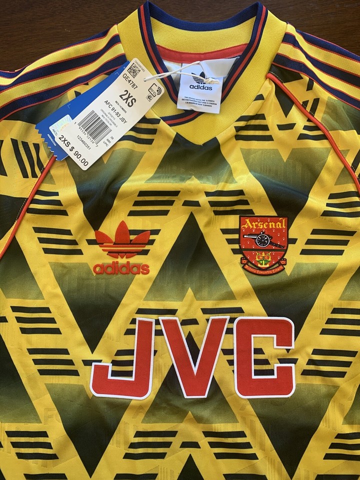 Adidas Retro Arsenal 91-93 Away Jersey Bruised Banana 1991-1993 GE4787 ...