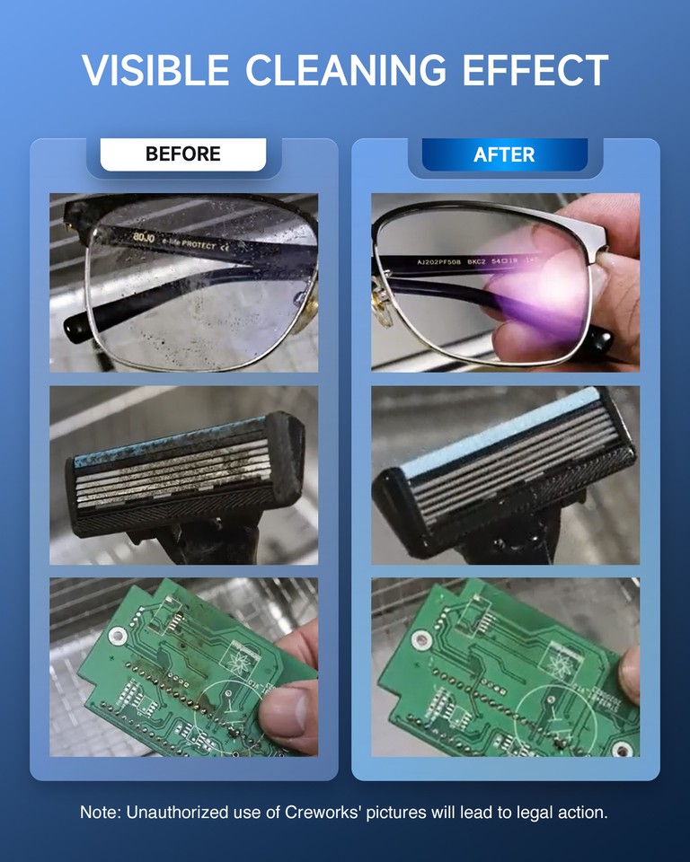 CREWORKS 0.8/1.3/2/3/6/10/15/30L Ultrasonic Cleaner Timer Heater Degas Gentle | eBay UK