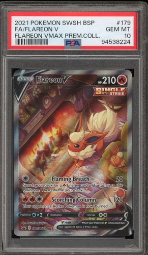 Pokemon Flareon V VMAX Premium Coll. Full Alt Art Promo SWSH179 PSA 10 ...