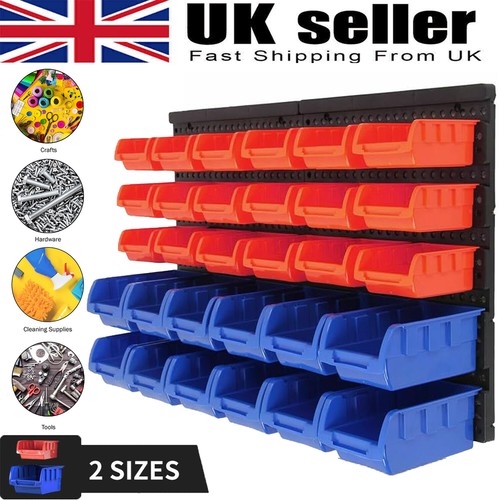 30 Bin Small Parts Organizer Garage Storage Wall Mounted Screws Bolts ...