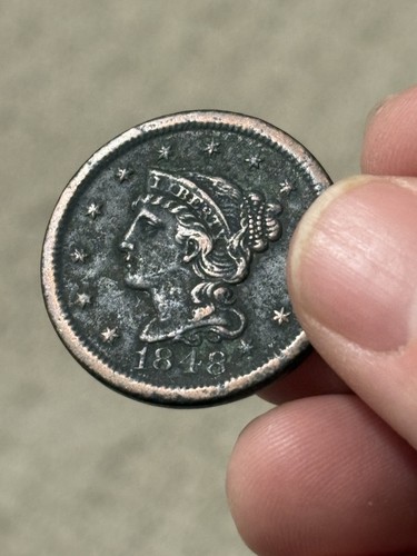 VF US Liberty Braided Hair Large One Cent LOT BUST Holed X4 1848 1851 ...