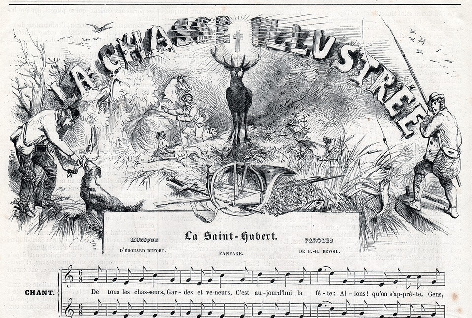 Hunting Sheet Music Song St. Saint Hubertus Hubert 1860s Antique ...