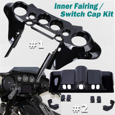 Vivid Black Inner Fairing / Switch Cap Kit For Harley Street Electra ...
