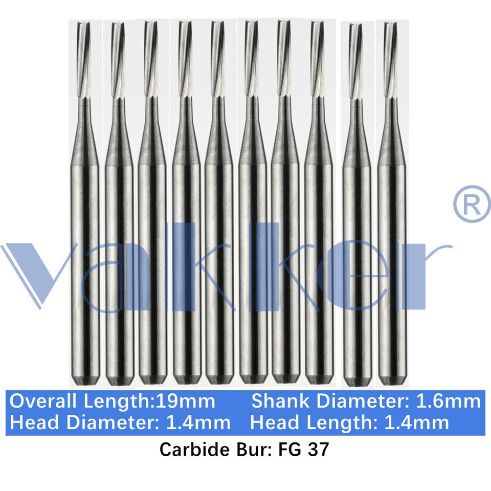 10/Pk Dental Carbide Burs Friction Grip Pear Round FG 19mm FG SURG 25mm ...
