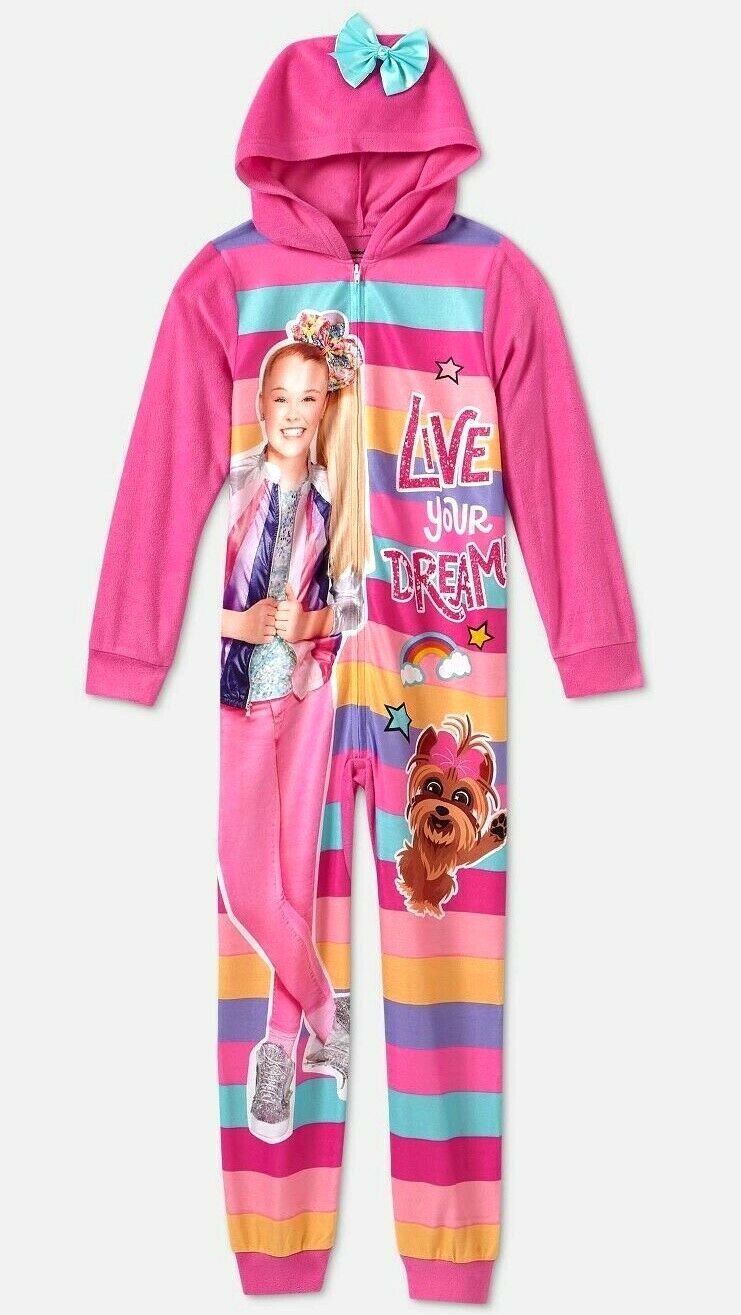 JoJo Siwa Pajamas Size 10-12 Girl One Piece Union Suit Blanket Sleeper ...