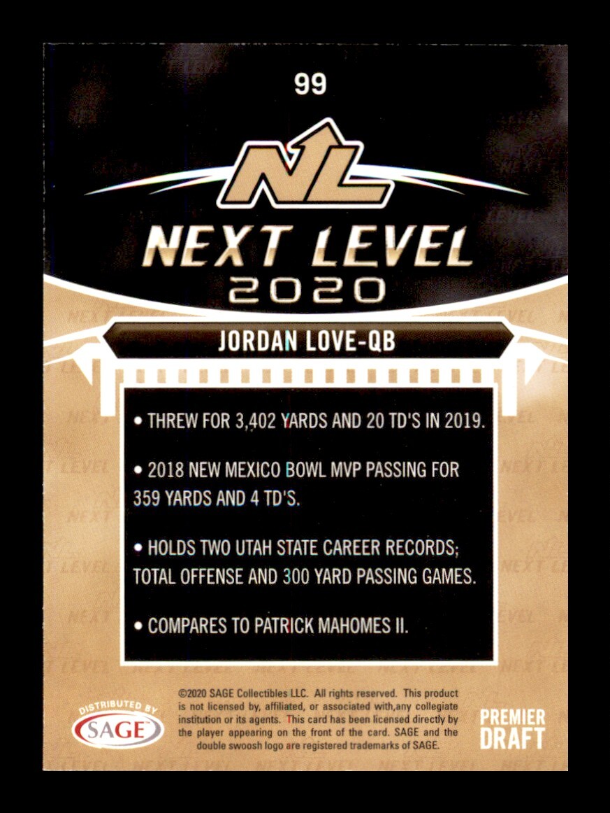 2020 Sage Hit - Next Level Green #99 Jordan Love (RC) for sale online ...