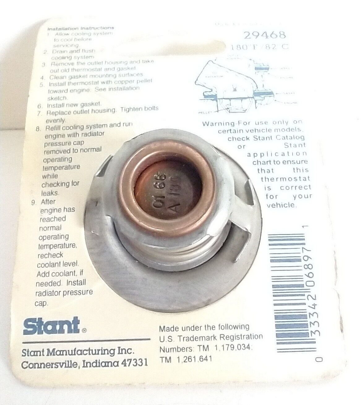 Engine Coolant Thermostat with Seal OE Type Vintage STANT 29468 (Made ...